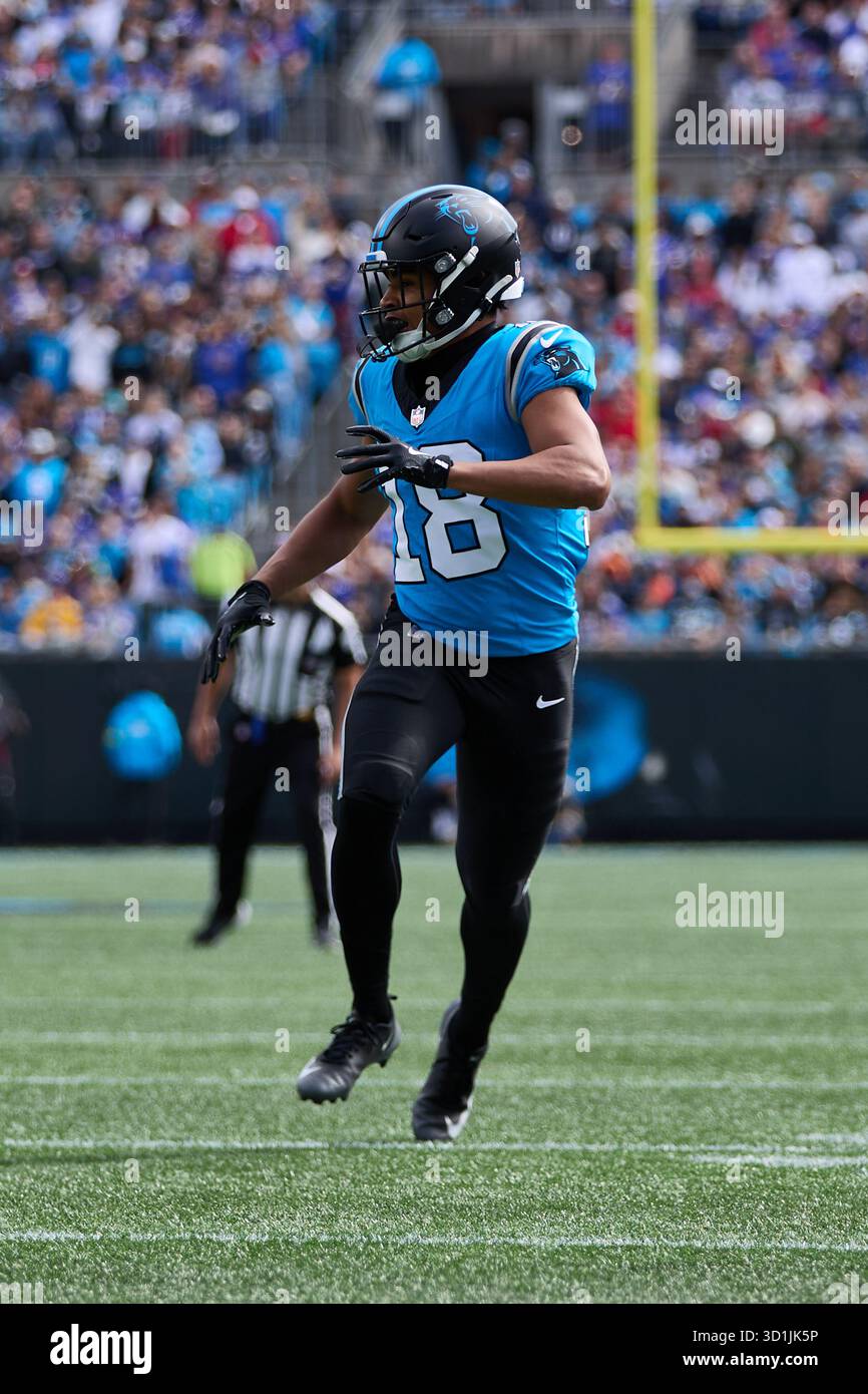 Carolina Panthers wide receiver Jalen Coker (18) runs a route during an ...