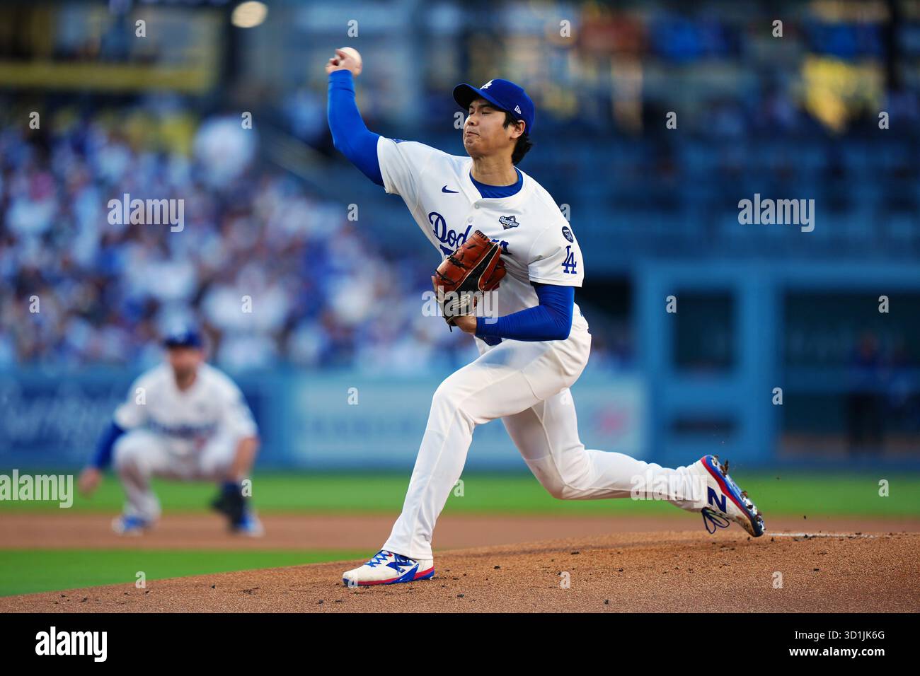 Los Angeles Dodgers pitcher Shohei Ohtani (17) throws against the ...