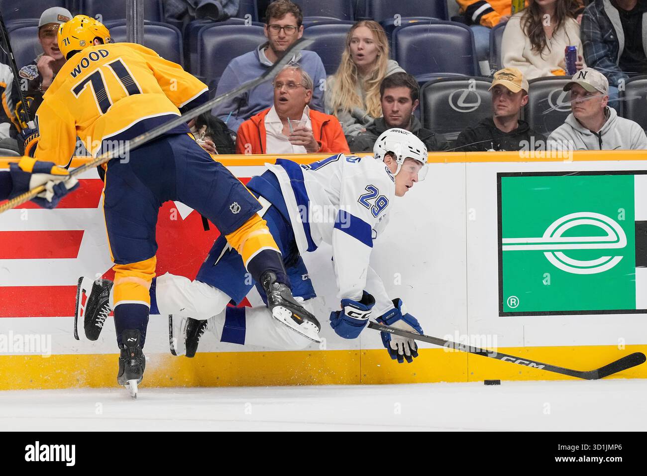 Nashville Predators right wing Matthew Wood (71) hits Tampa Bay ...