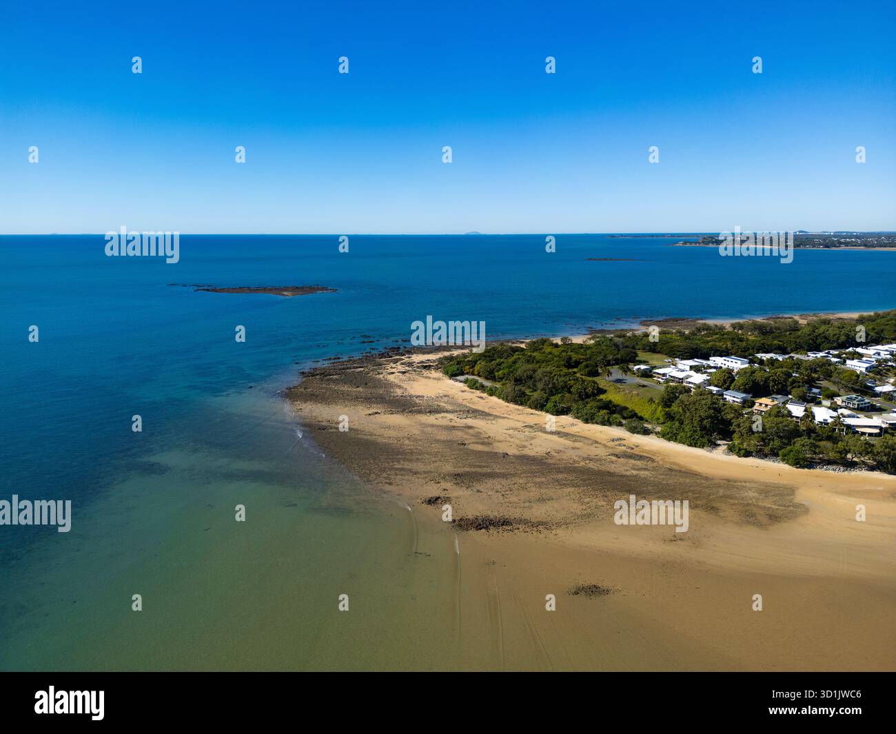 Aerial Drone View of Tropical Queensland Beach, Ocean Waves, Island ...