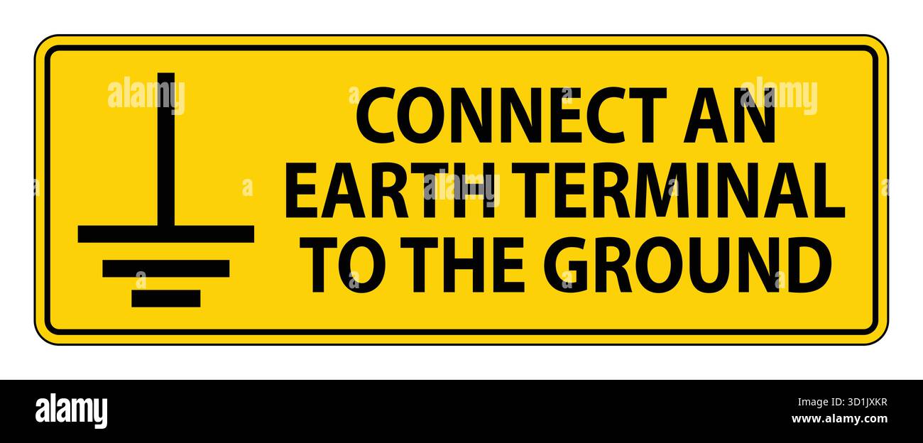 This image features a bright yellow safety sign with black text. It ...