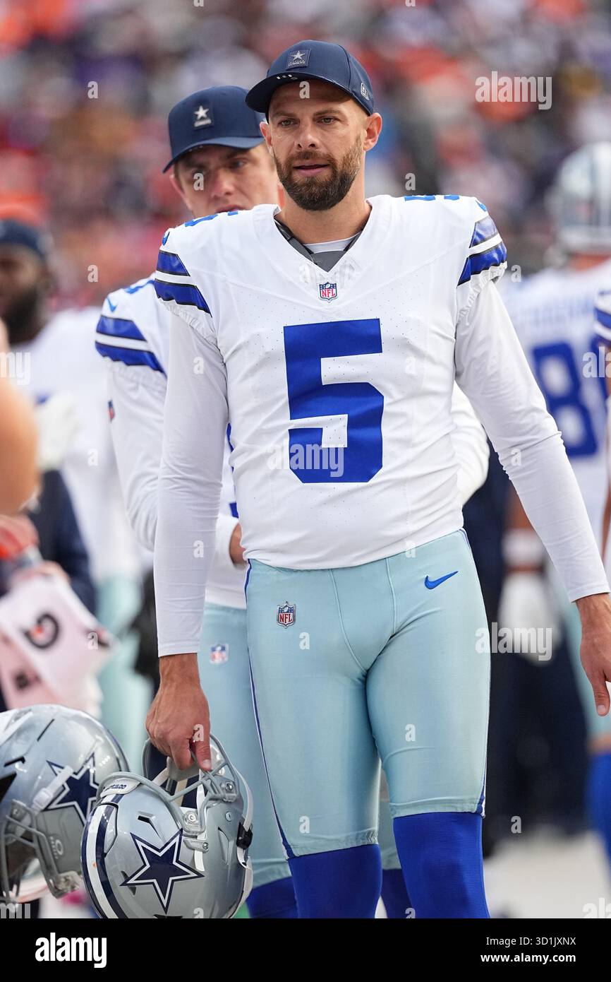 Dallas Cowboys punter Bryan Anger (5) during a timeout against the ...