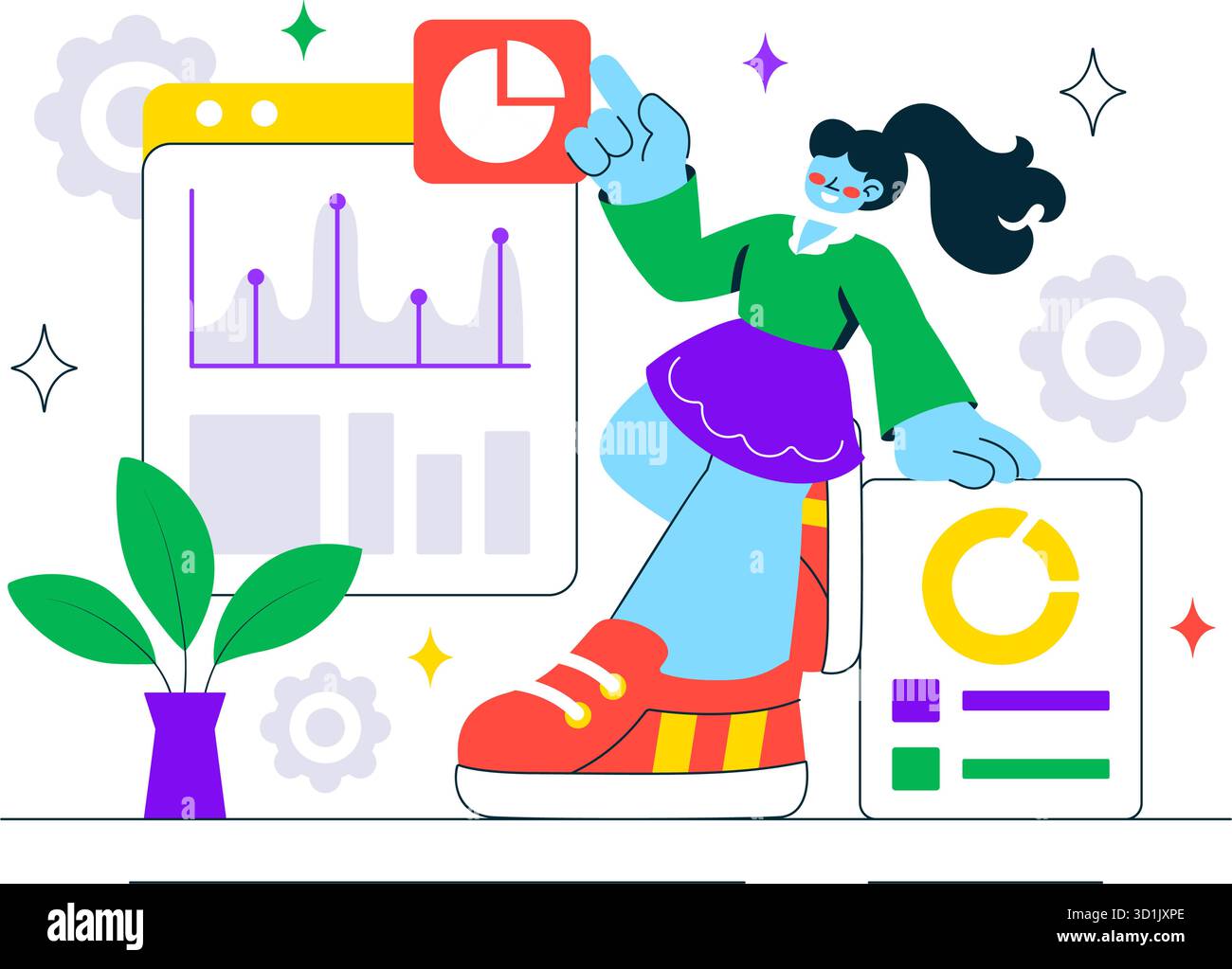 Data Analytics Dashboard Illustration Featuring Marketing Analytics With Performance Graphs ...