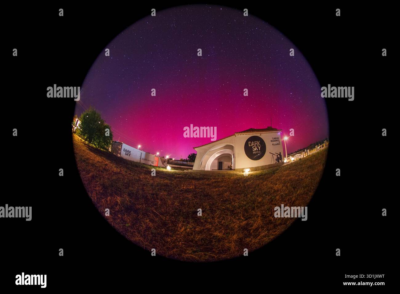 All-sky view of the Northern Lights above Dark Sky Alqueva building ...