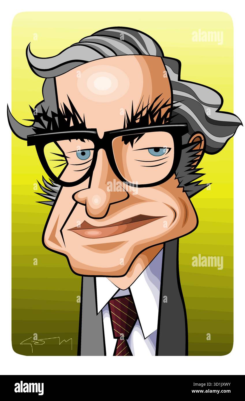 Illustration of the Canadian-US neuroscientist David Hubel (1926-2013 ...