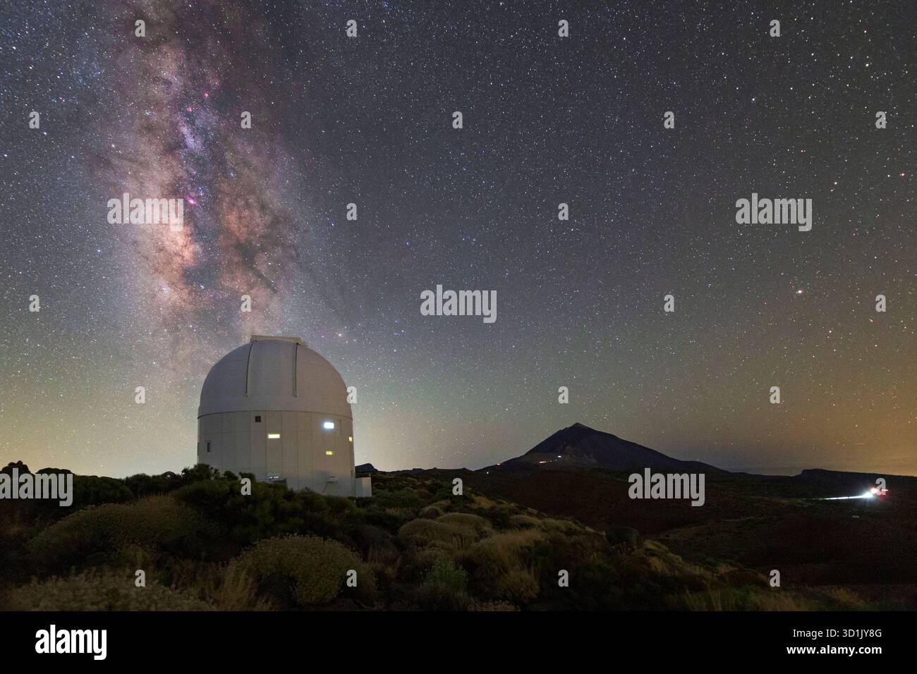 Milky Way over a telescope's dome, Teide Observatory, Tenerife, Canary ...
