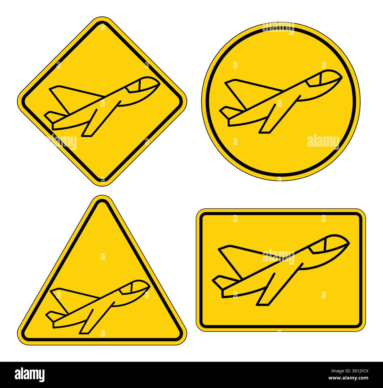 A collection of yellow airplane symbols illustrated in various ...