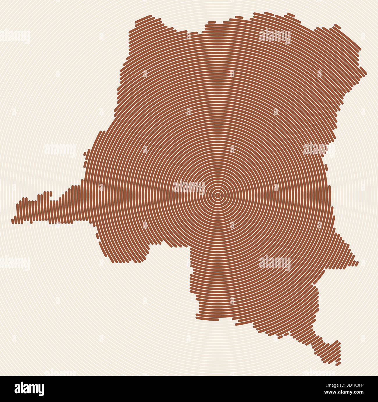 Democratic Republic of the Congo shape rings. Country map formed by ...