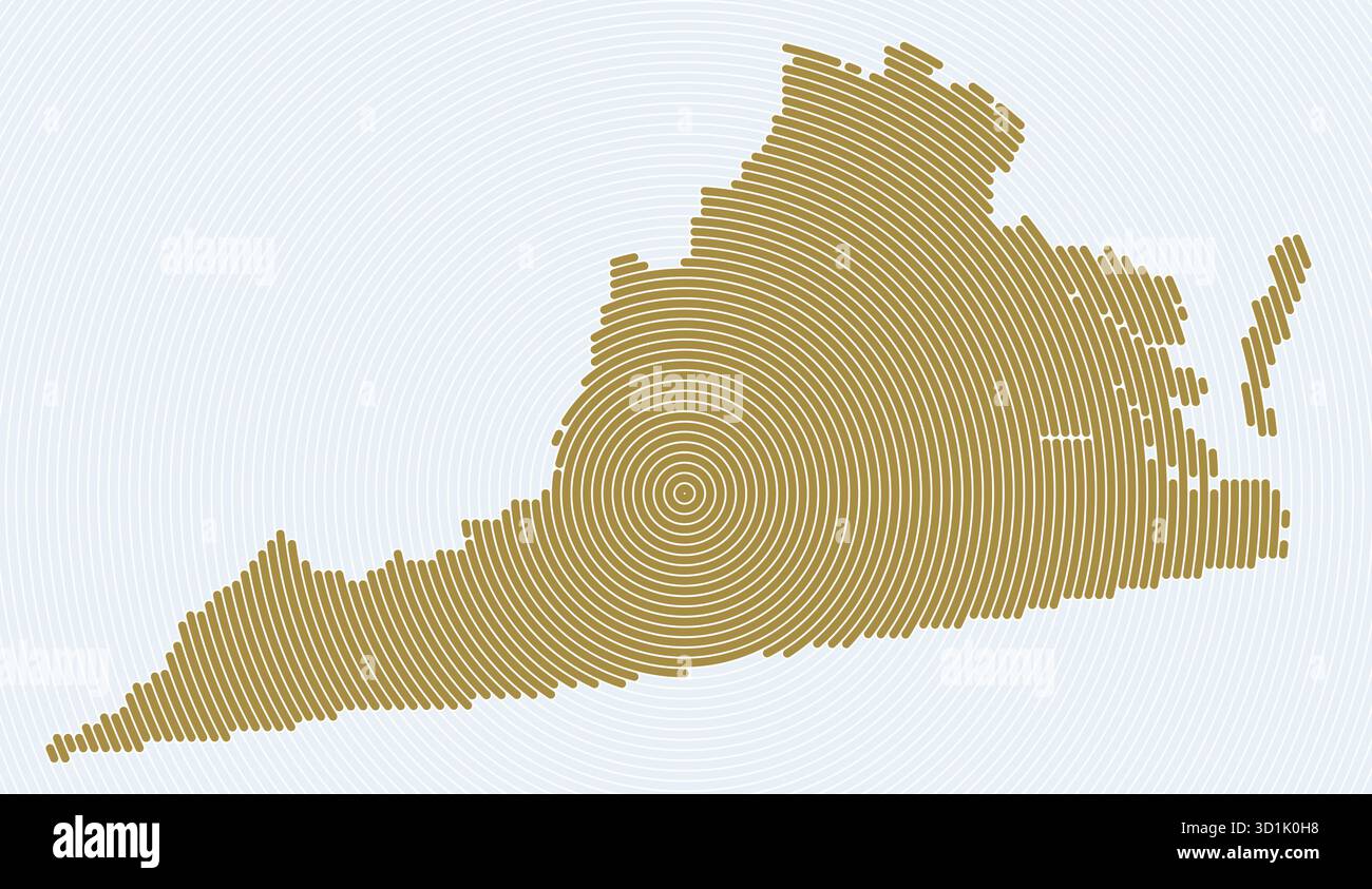 Virginia shape rings. State map formed by stacked circles. Virginia ...