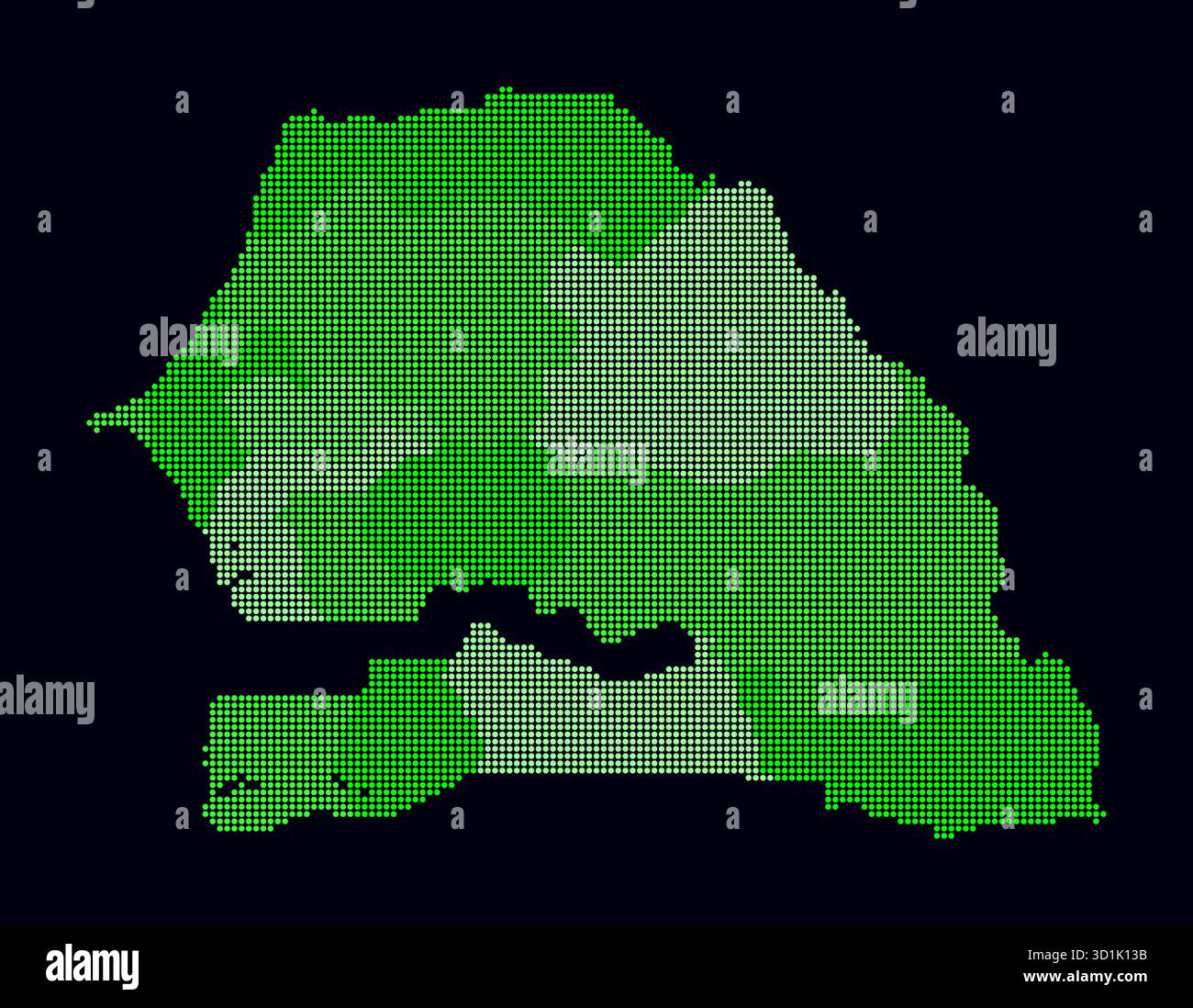 Senegal dotted map. Digital style map of the country on dark background ...