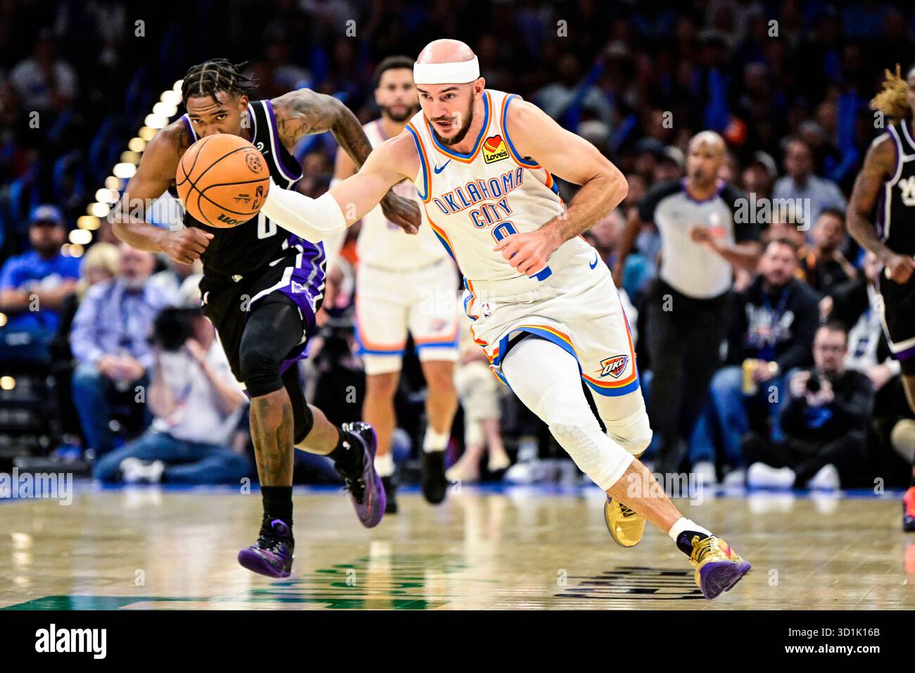 Oklahoma City Thunder guard Alex Caruso drives the ball during the ...