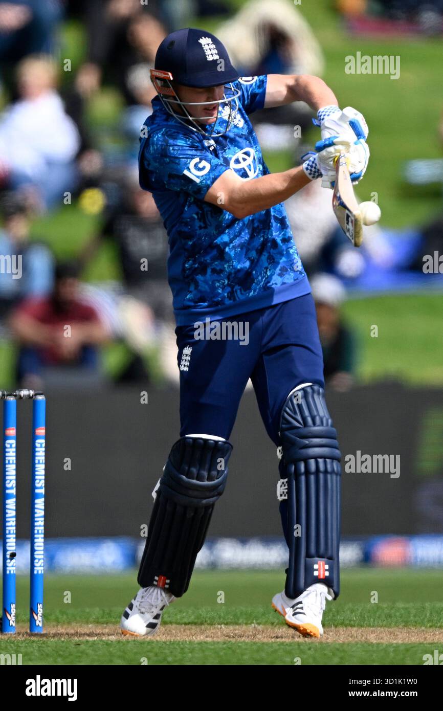 England's Harry Brook bats against New Zealand during their T20 cricket ...