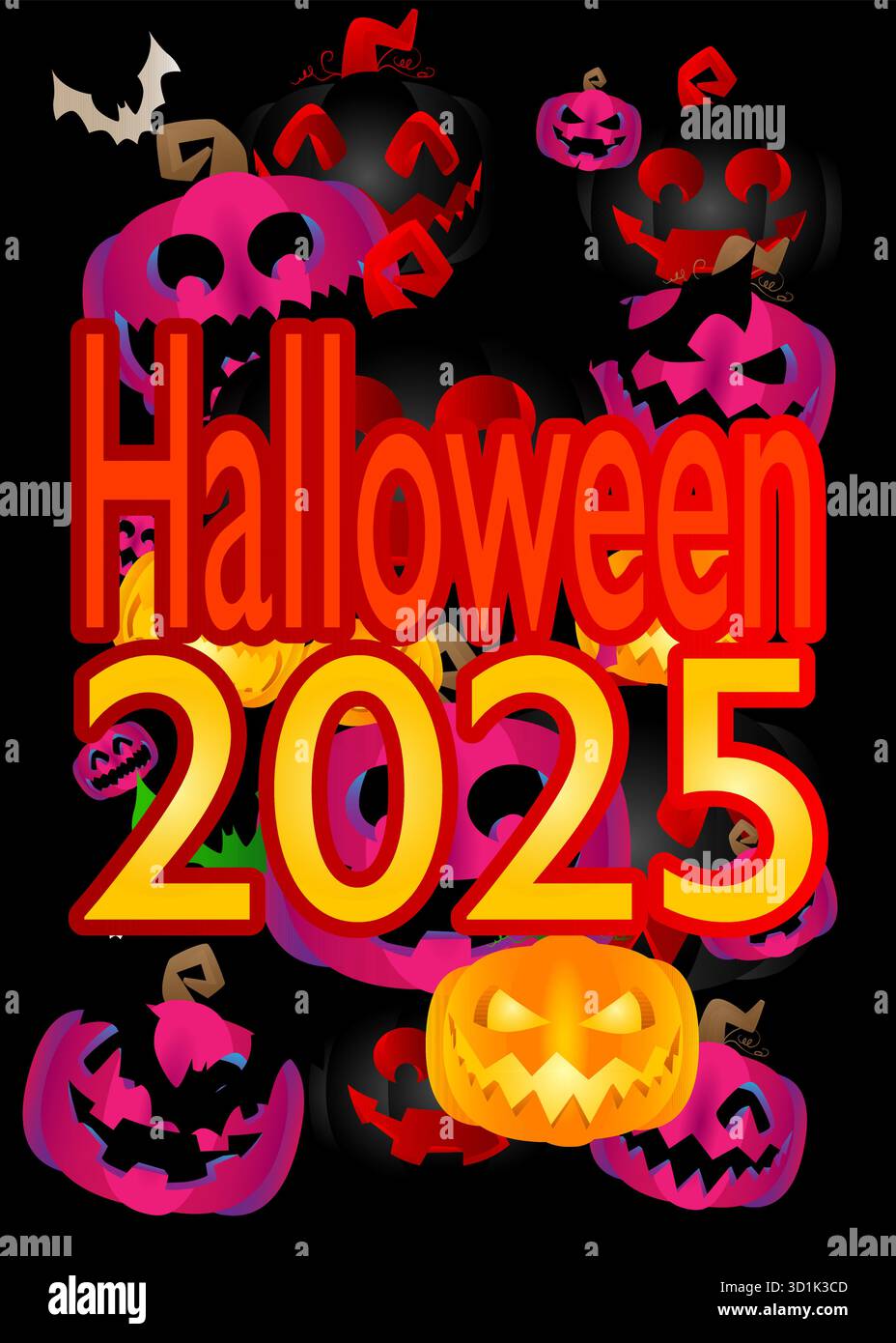 Halloween 2025. Pumpkin Jack O' Lantern and bat background wallpaper ...