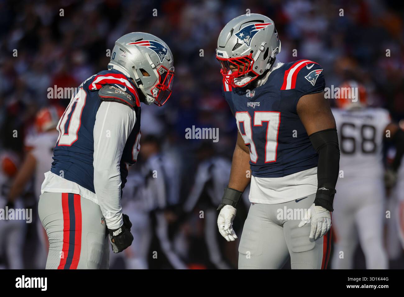 New England Patriots defensive tackle Christian Barmore (90) celebrates ...