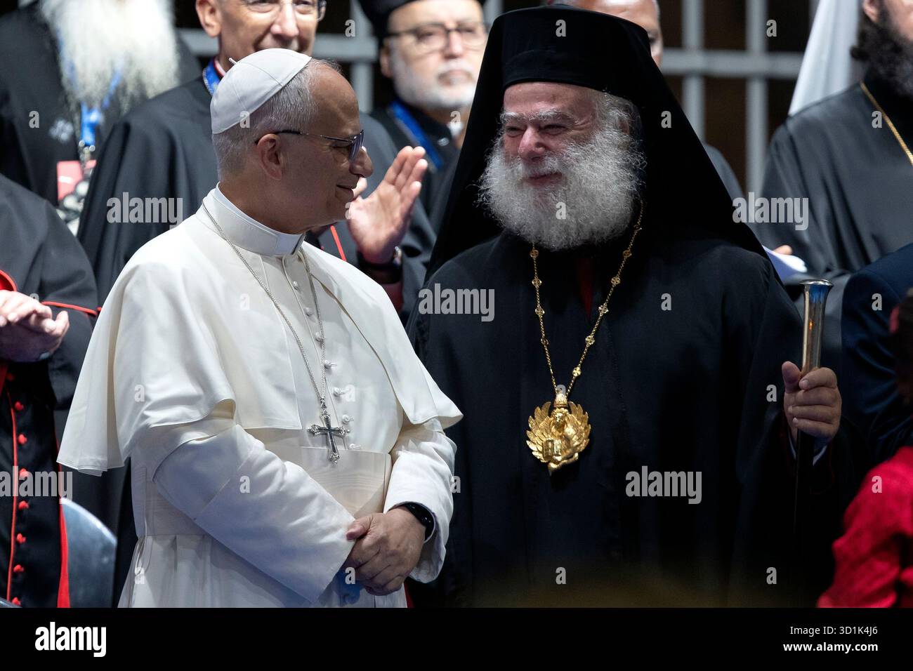 Pope Leo XIV Pope Leo XIV speaks with Patriarch Theodore II of ...