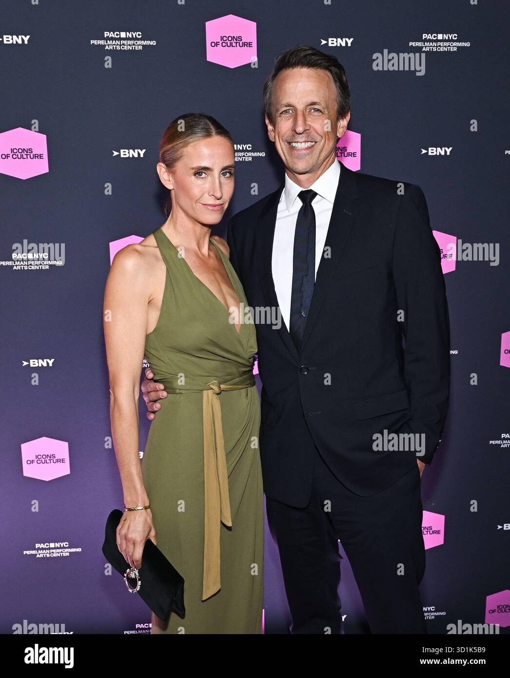 Alexi Ashe, left, and Seth Meyers attend the PAC NYC Icons of Culture ...