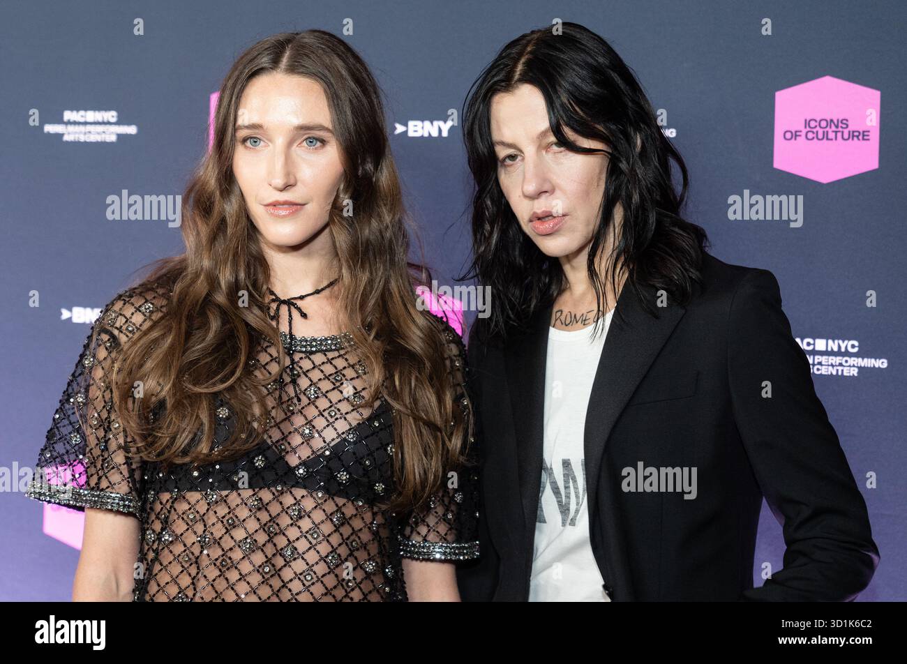 Devon Teuscher and Anne Imhof attend 2025 PAC NYC Icons of culture gala ...