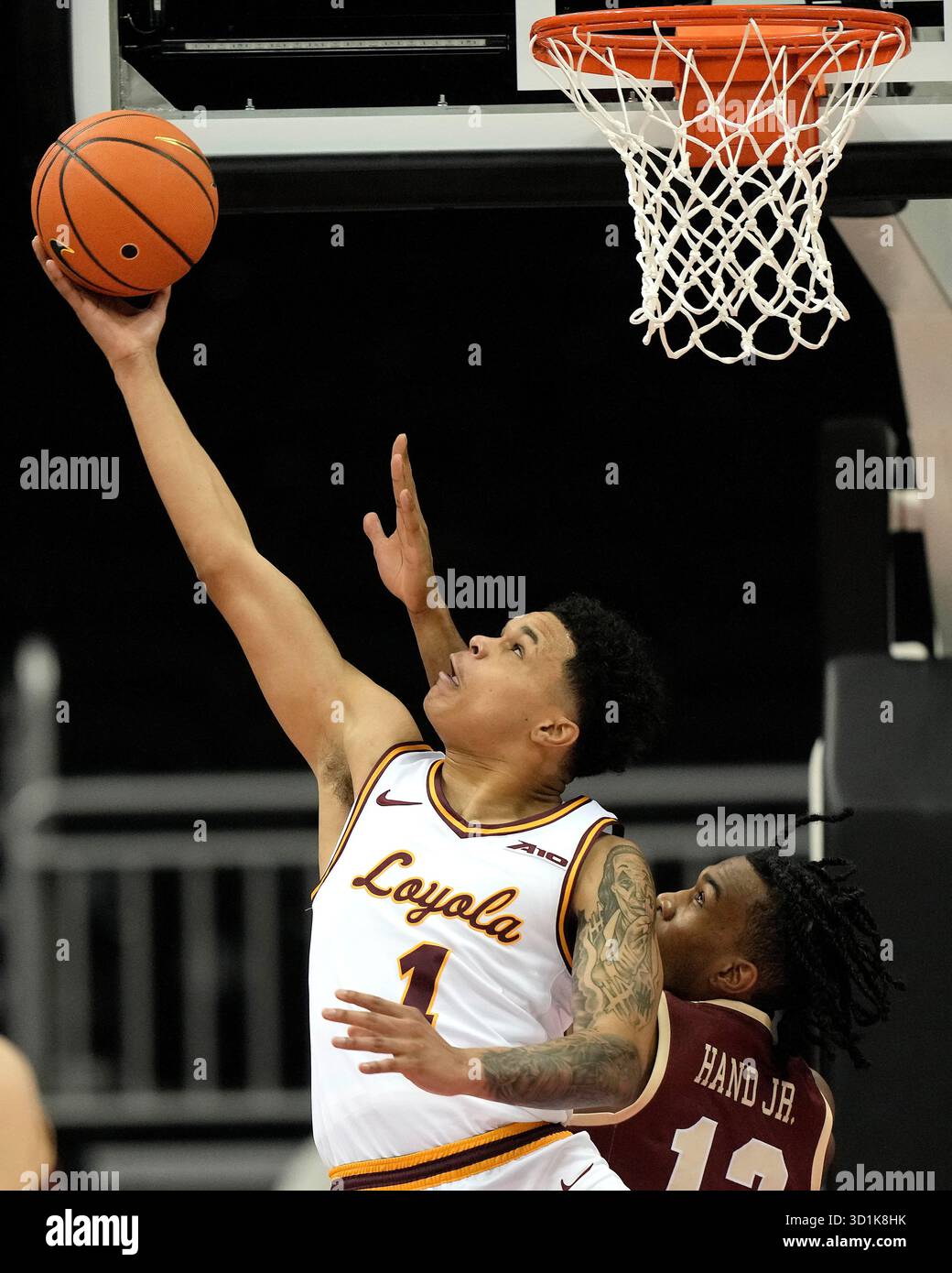 FILE - Loyola Chicago guard Jayden Dawson (1), who has since ...
