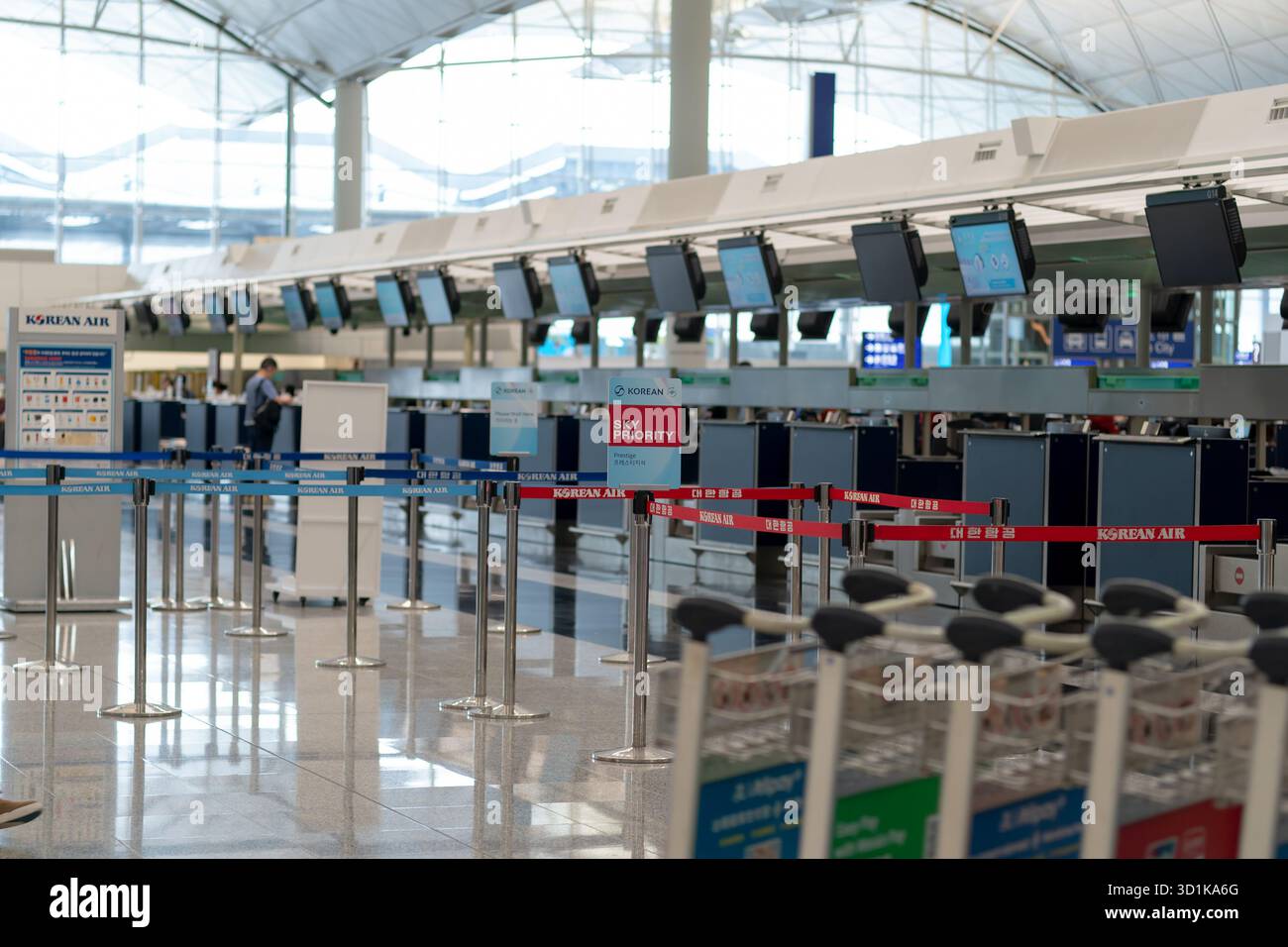 Hong Kong, China - September 20, 2025: Korean Air check-in counters in ...