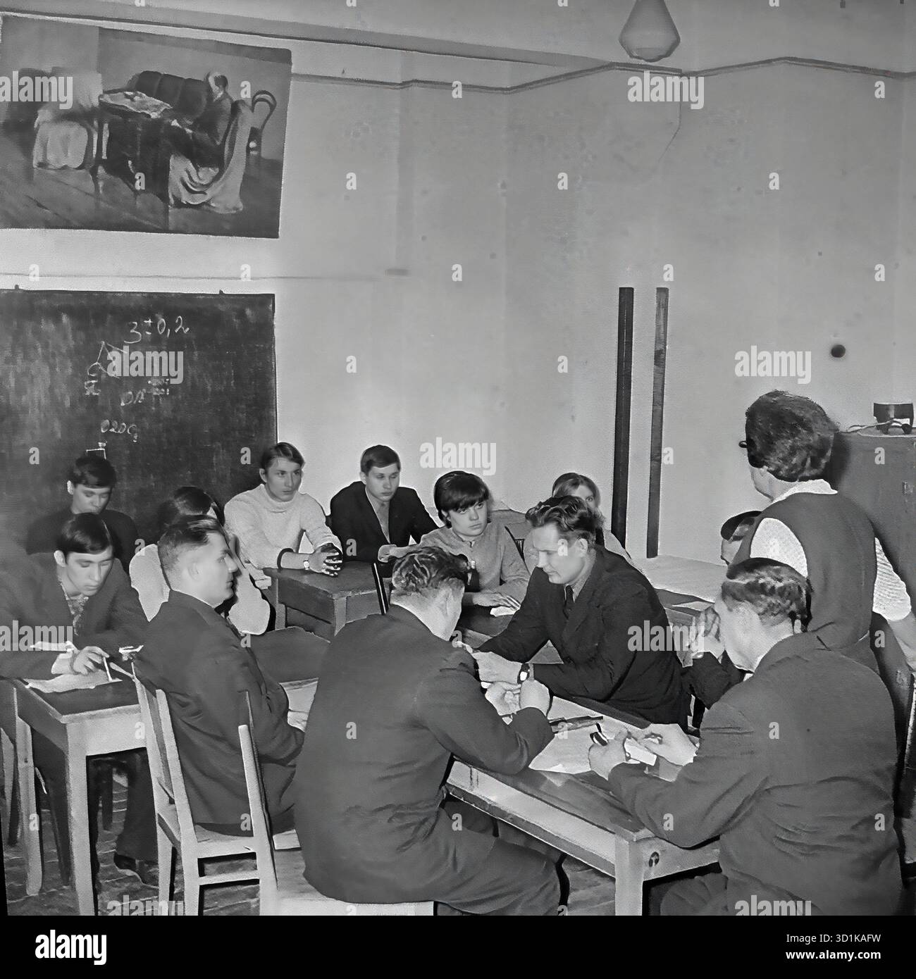 USSR, Ukrainian SSR, 1970s. Sloviansk, Donetsk Oblast. A classroom at ...