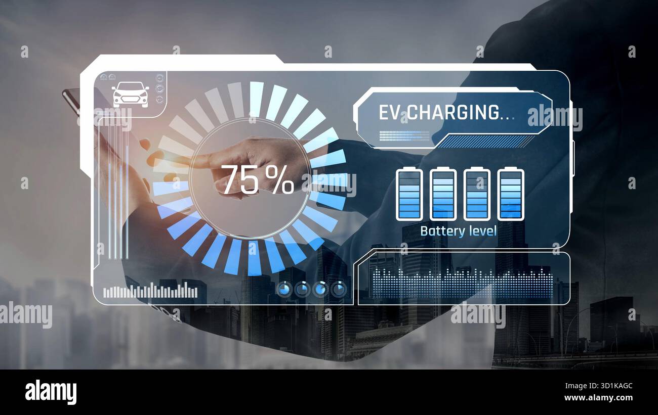 Charging interface for electric vehicles showing real-time battery ...