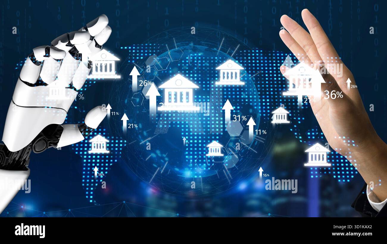 Online banking and digital banking innovation combining finance and technology, optimizing ...