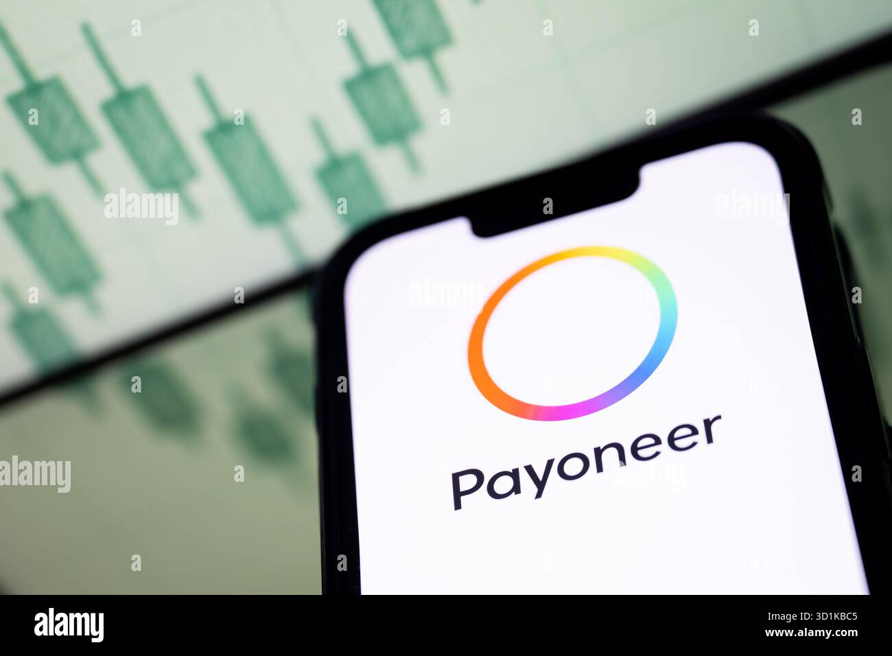 In this photo illustration, a Payoneer logo seen displayed on a ...