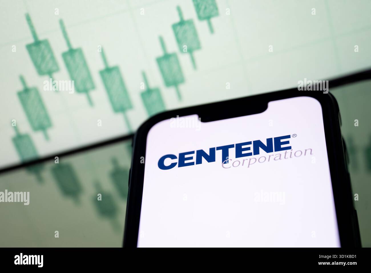 In this photo illustration, a Centene Corporation logo seen displayed ...