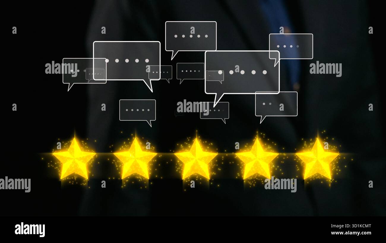 Visual representation of customer feedback featuring five golden stars ...