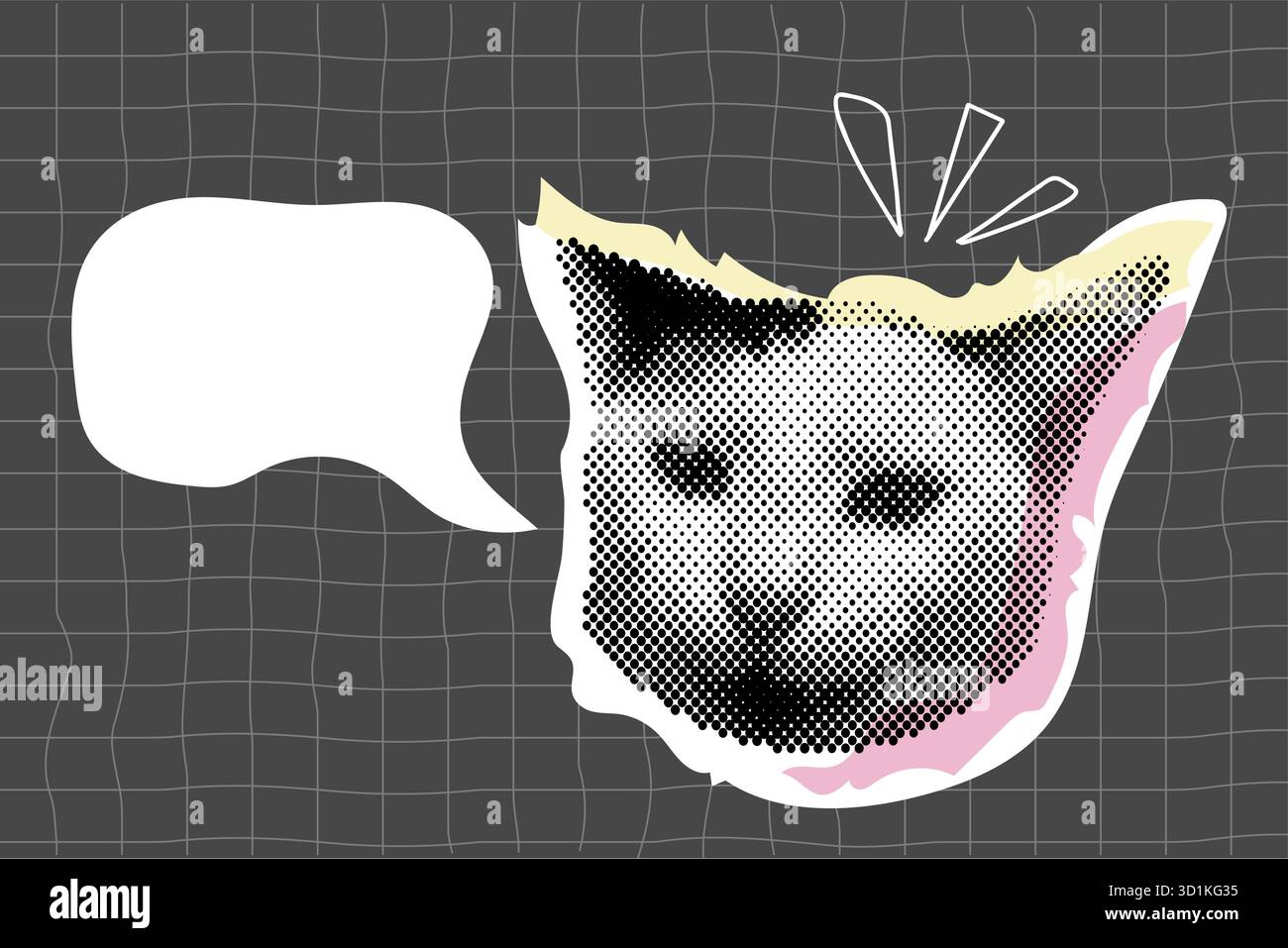 Cat halftone collage sticker set, trendy retro y2k pet, funky emoticon ...