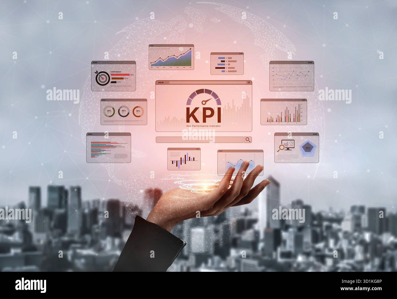 A business intelligence dashboard displaying various Key Performance ...