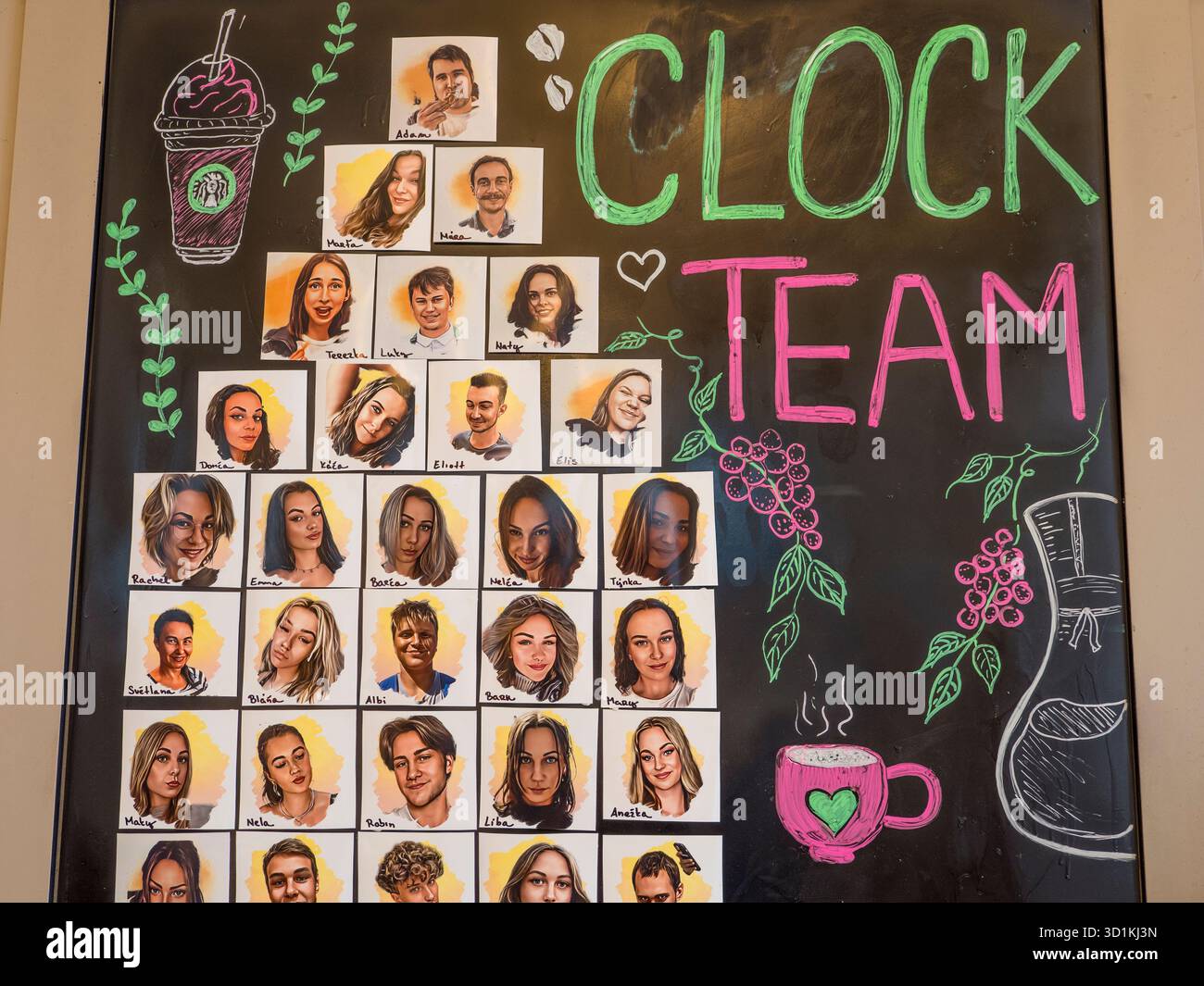 Portraits of the Staff, Starbucks, Town Square, Prague, Czechia, Europe ...