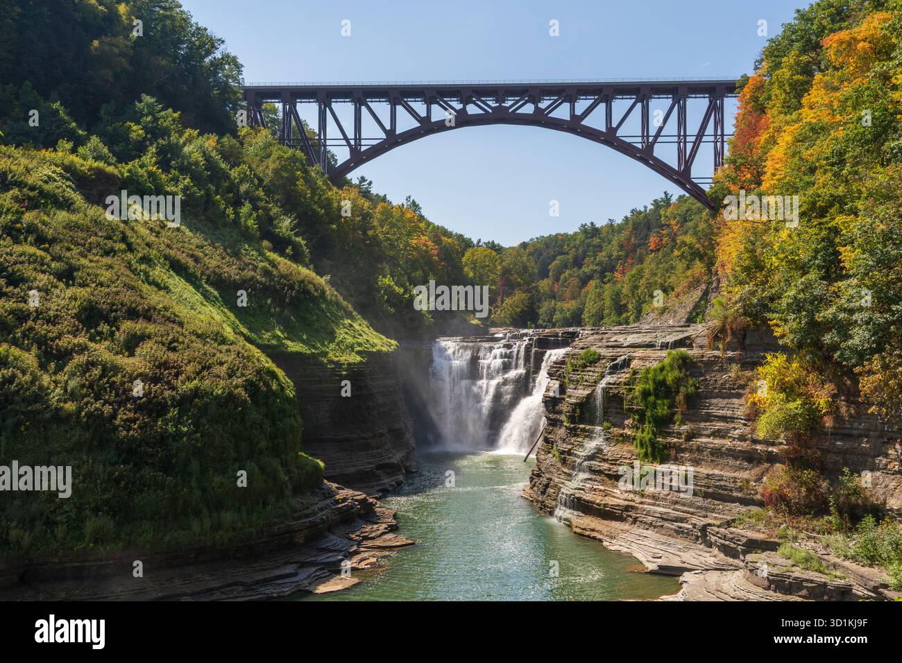 The Portage Viaduct Bridge spans the deep Genesee River gorge at ...
