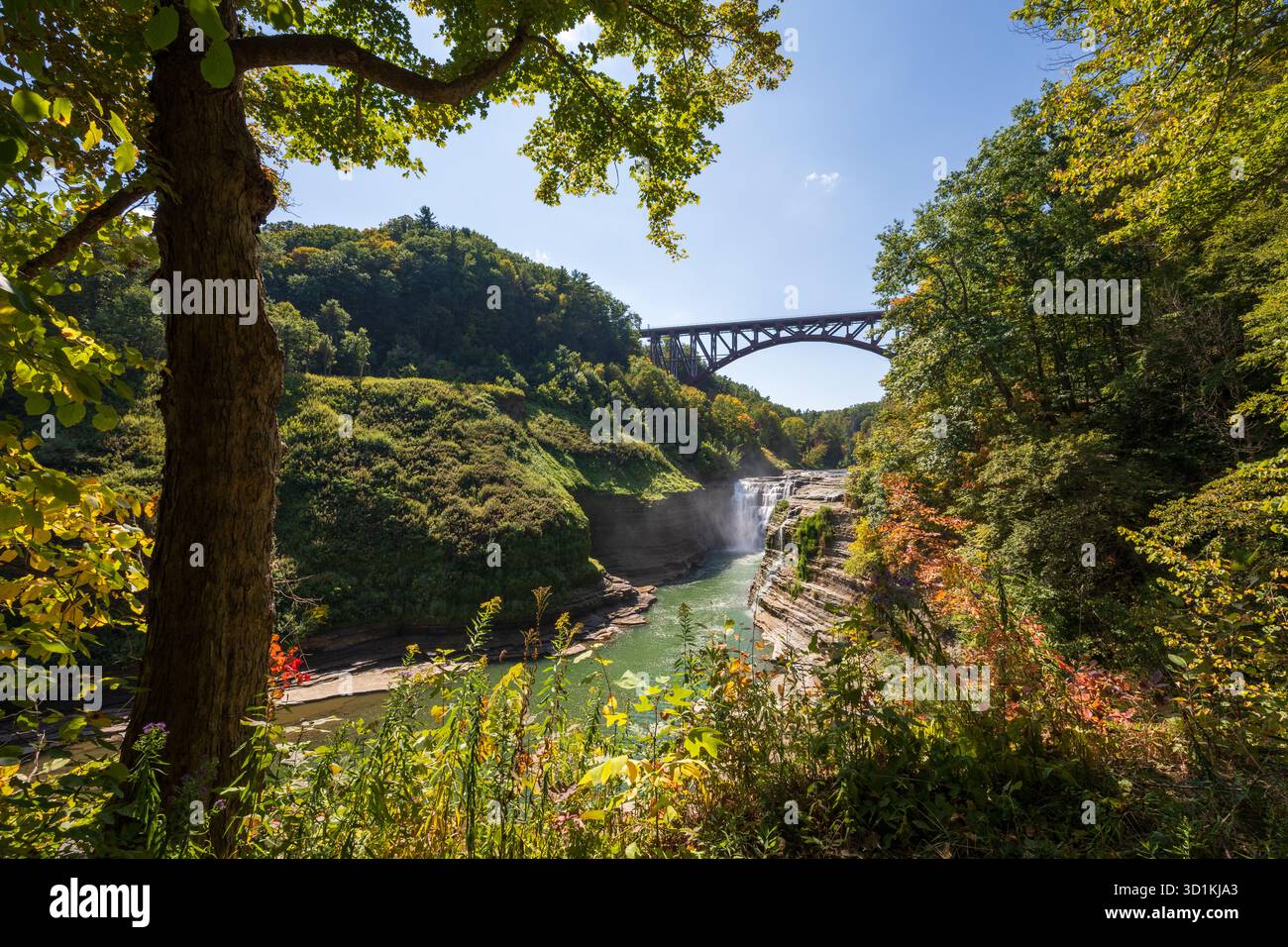 The Portage Viaduct Bridge spans the deep Genesee River gorge at ...