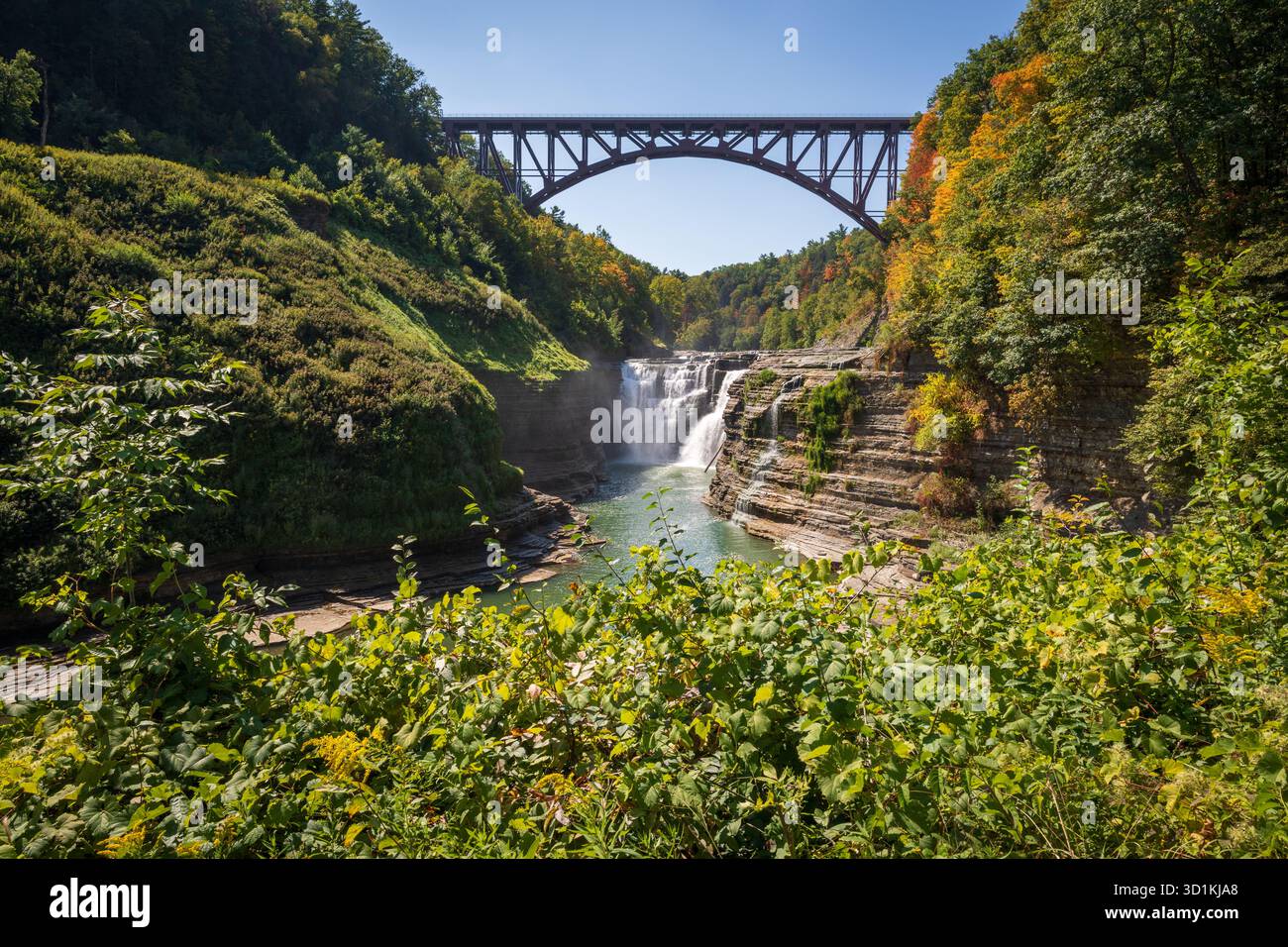 The Portage Viaduct Bridge spans the deep Genesee River gorge at ...