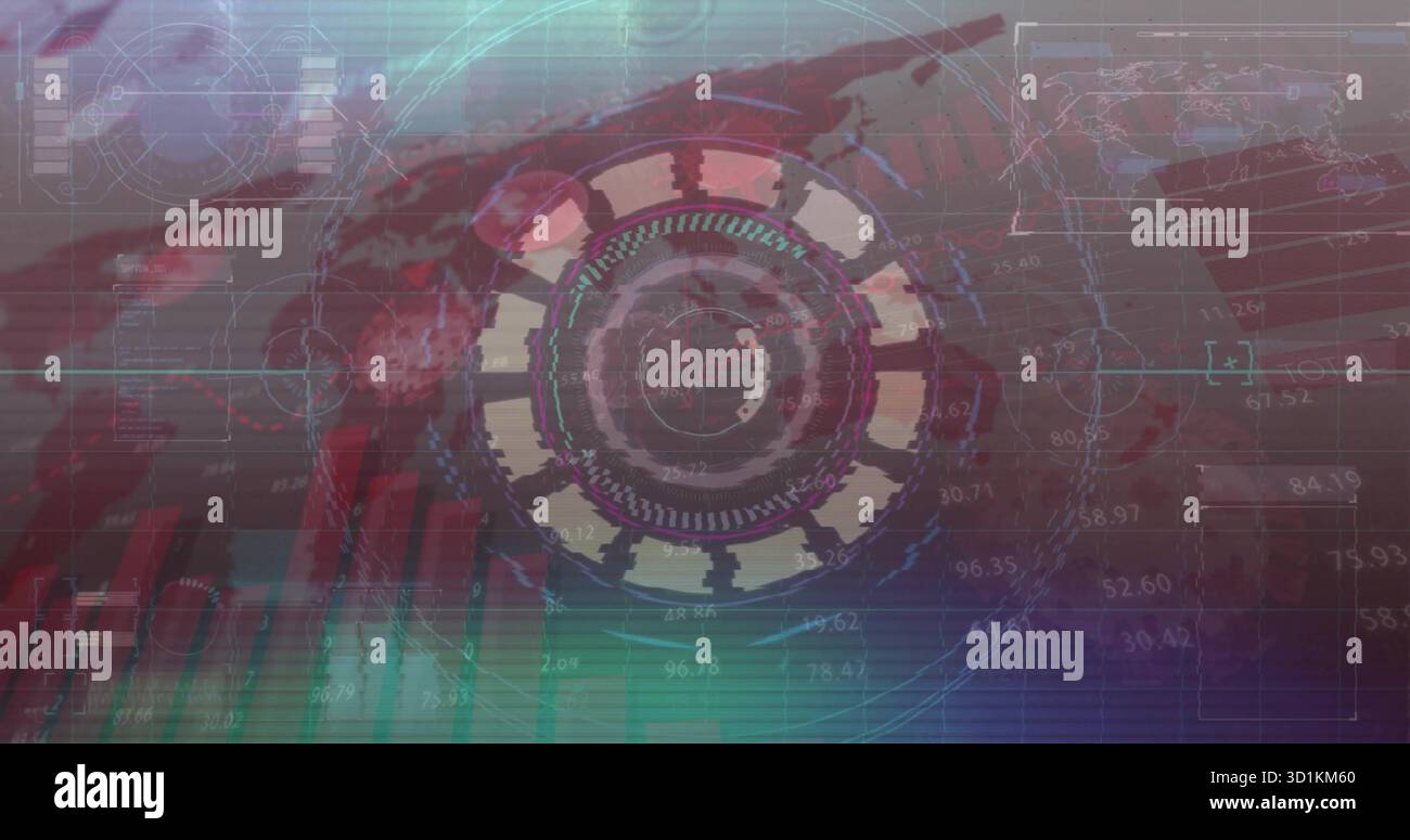 Displaying central circular HUD projecting data overlays in control ...