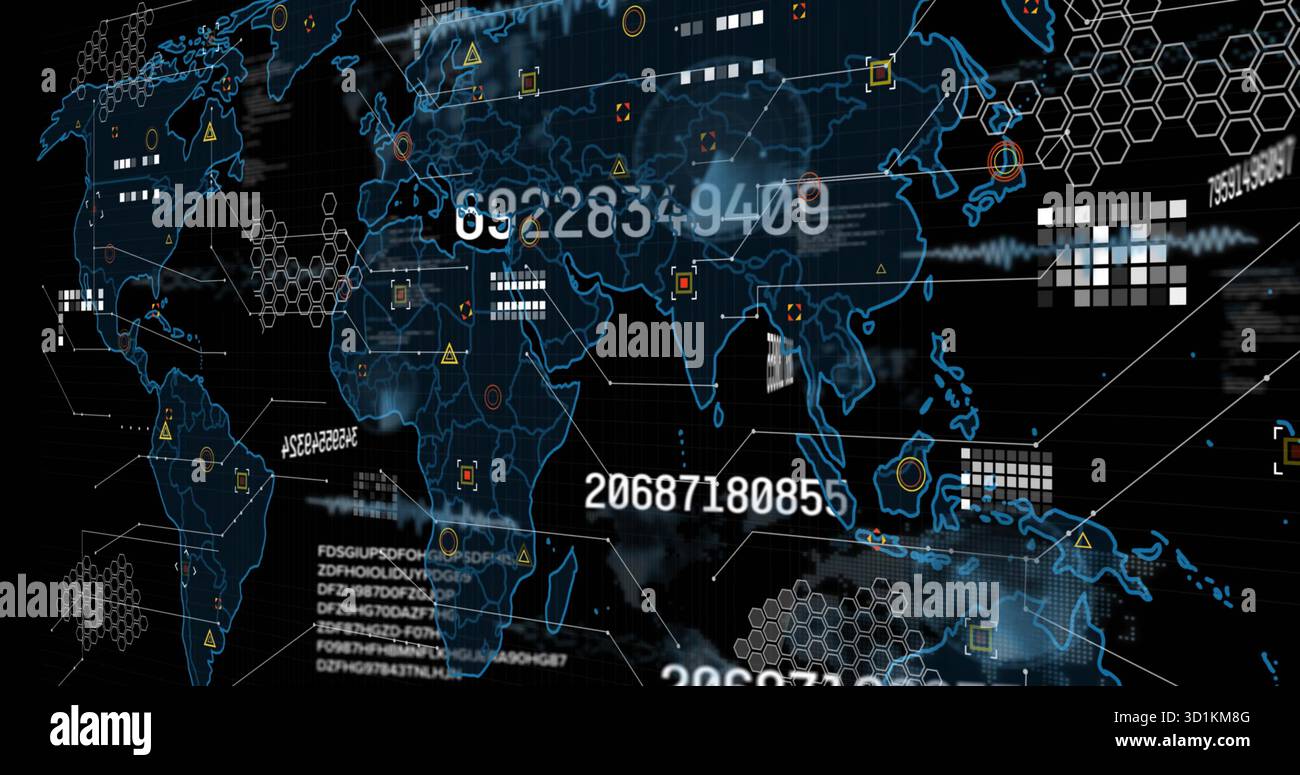Displaying global map in interface, adding hex grids, numbers, warning ...