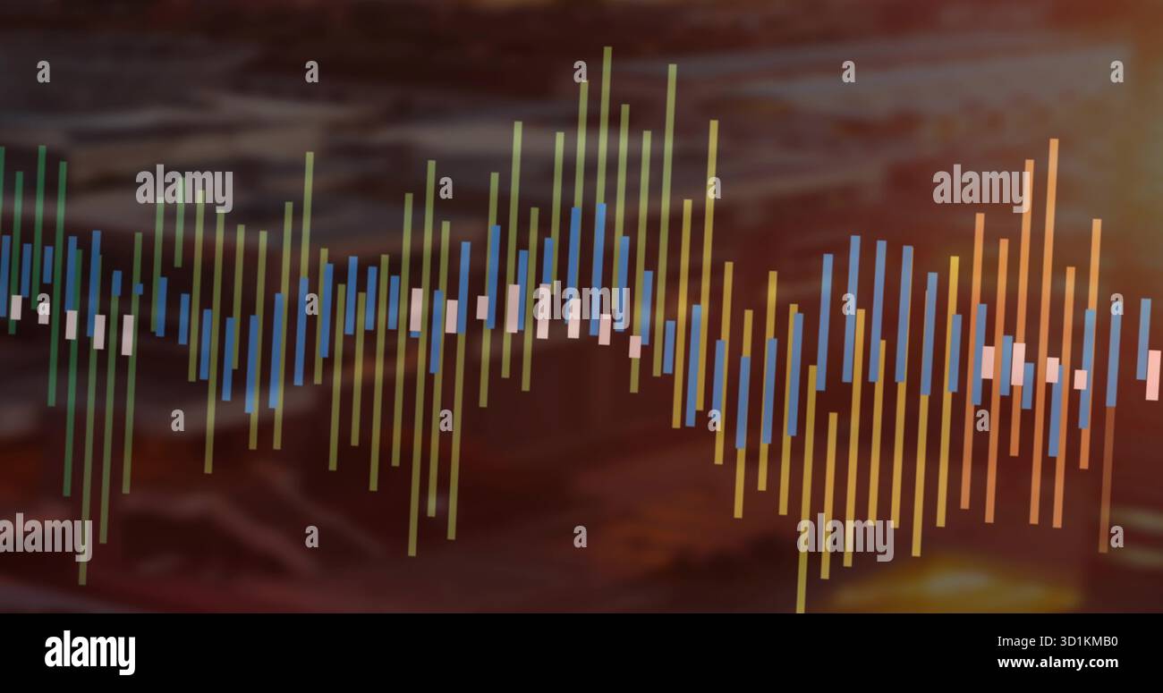 Digital data visualization overlaying blurred hi-res stock photography ...