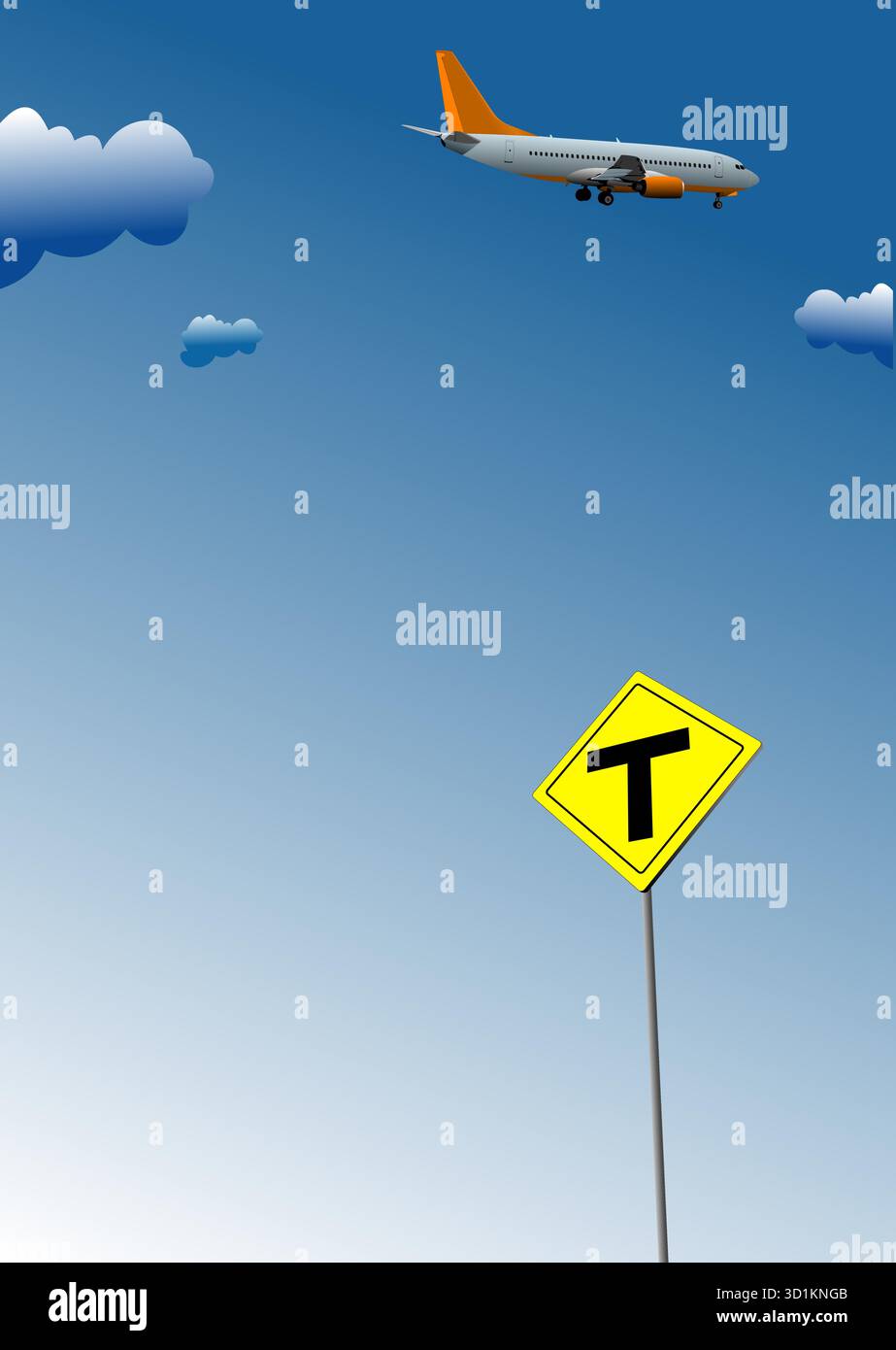 Flying in airplane over Stock Vector Images - Alamy