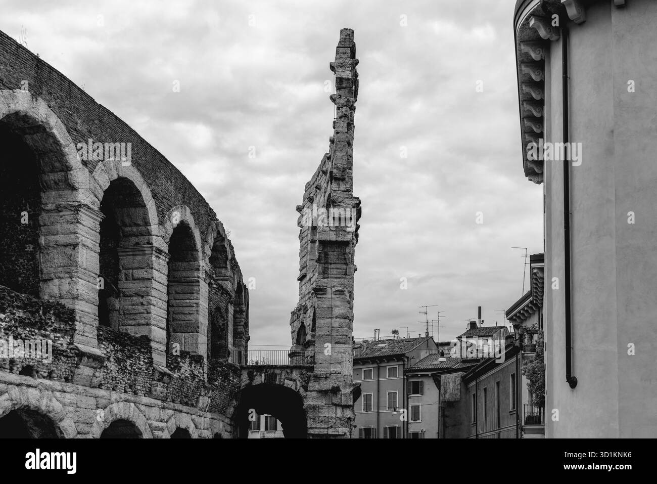 Monochrome photo of Verona Arena captures Roman masonry and arches ...