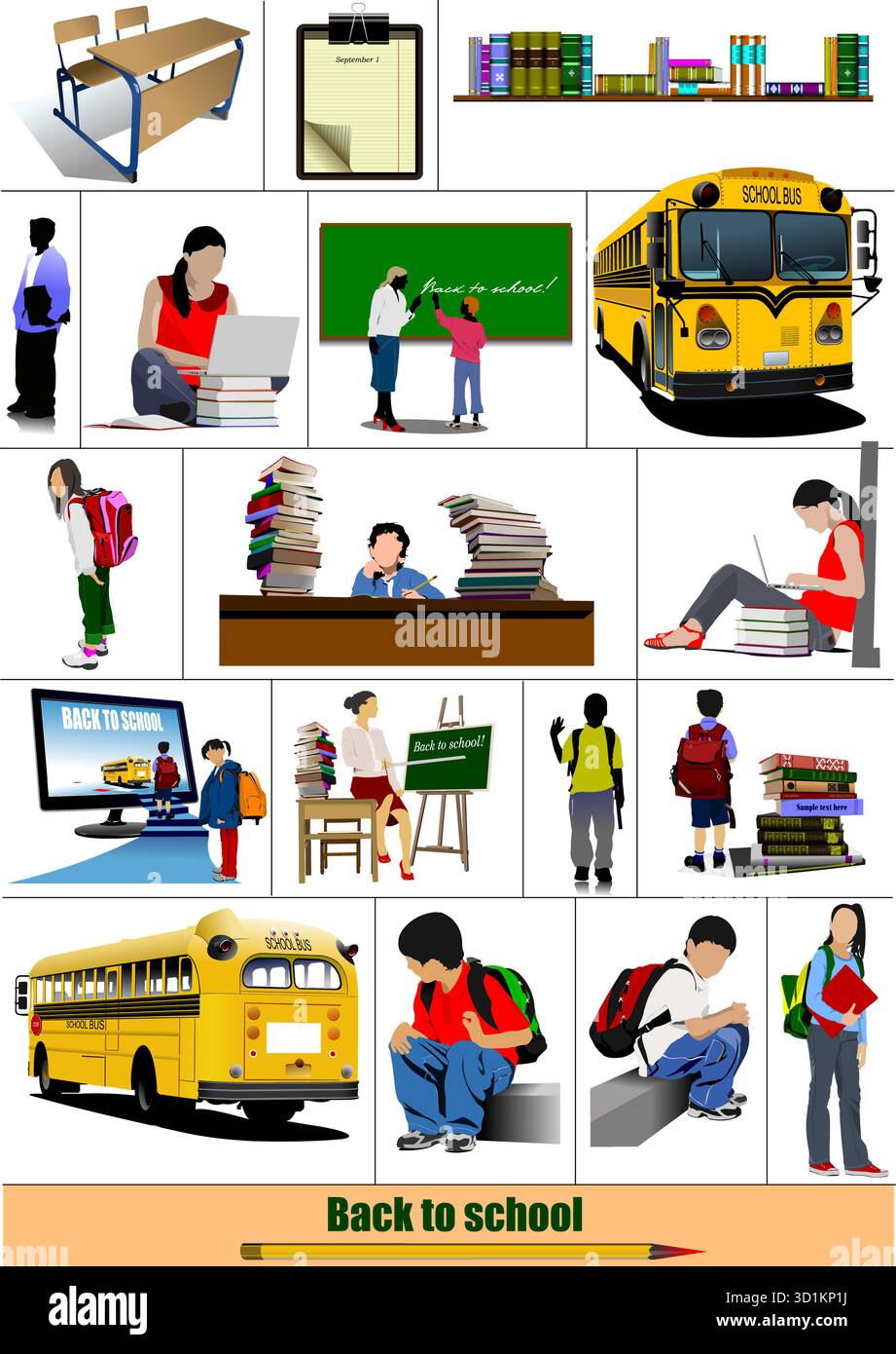 Collage of students, teachers and school supplies celebrating back to ...