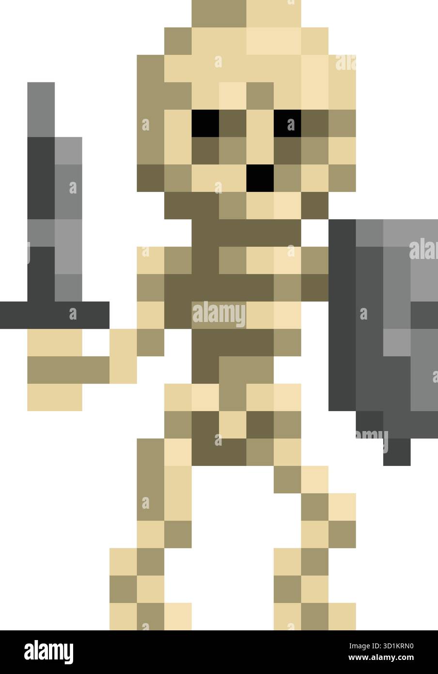 Skeleton Monster Pixel Art Game Cartoon Character Stock Vector Image ...