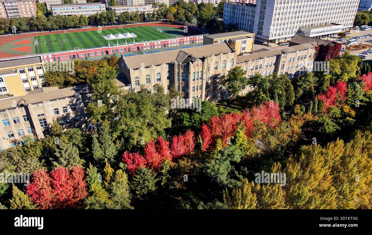Aerial photo shows the autumn scenery of Liaoning University in ...