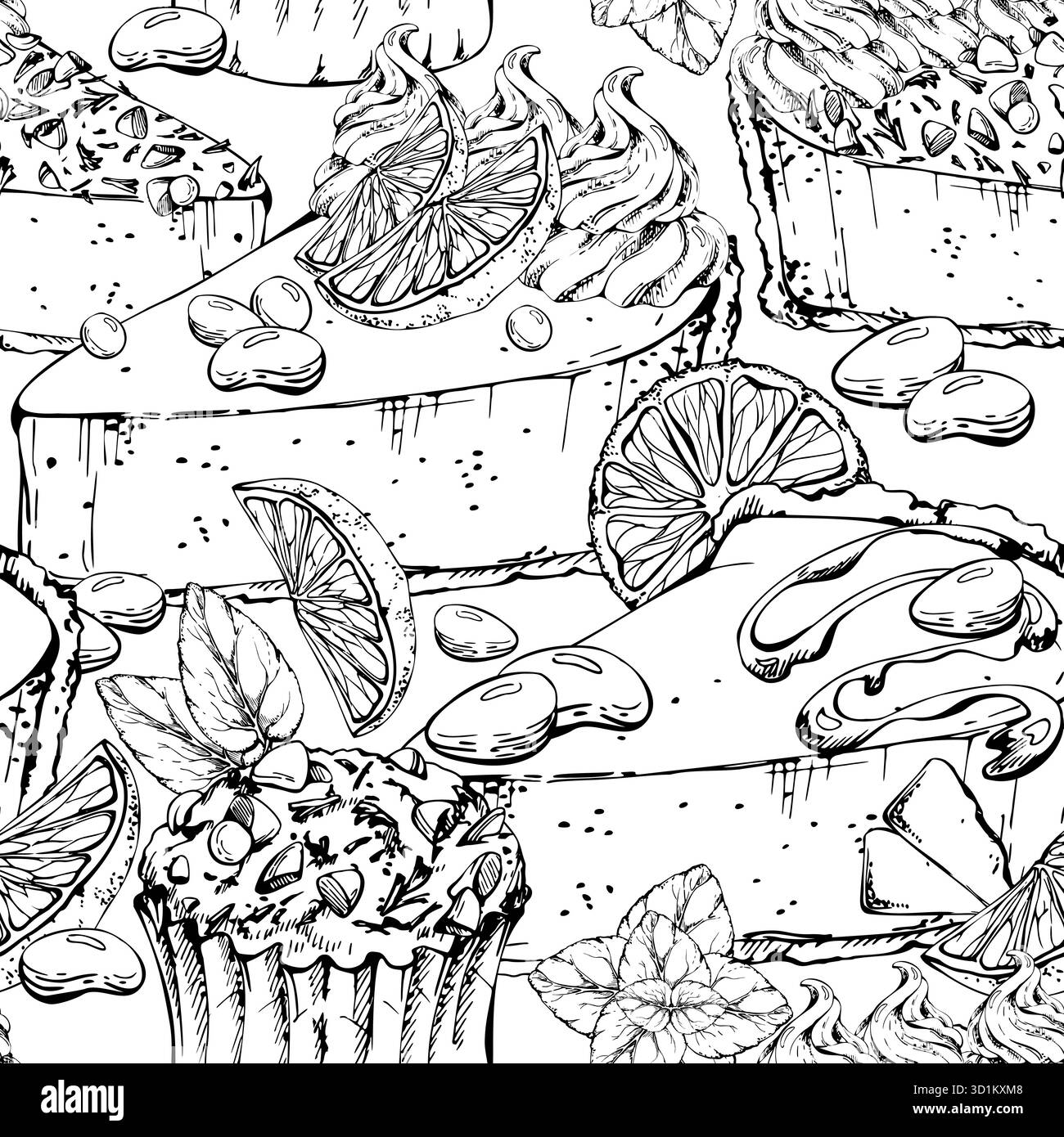 Cake chocolate cream nuts Black and White Stock Photos & Images - Alamy