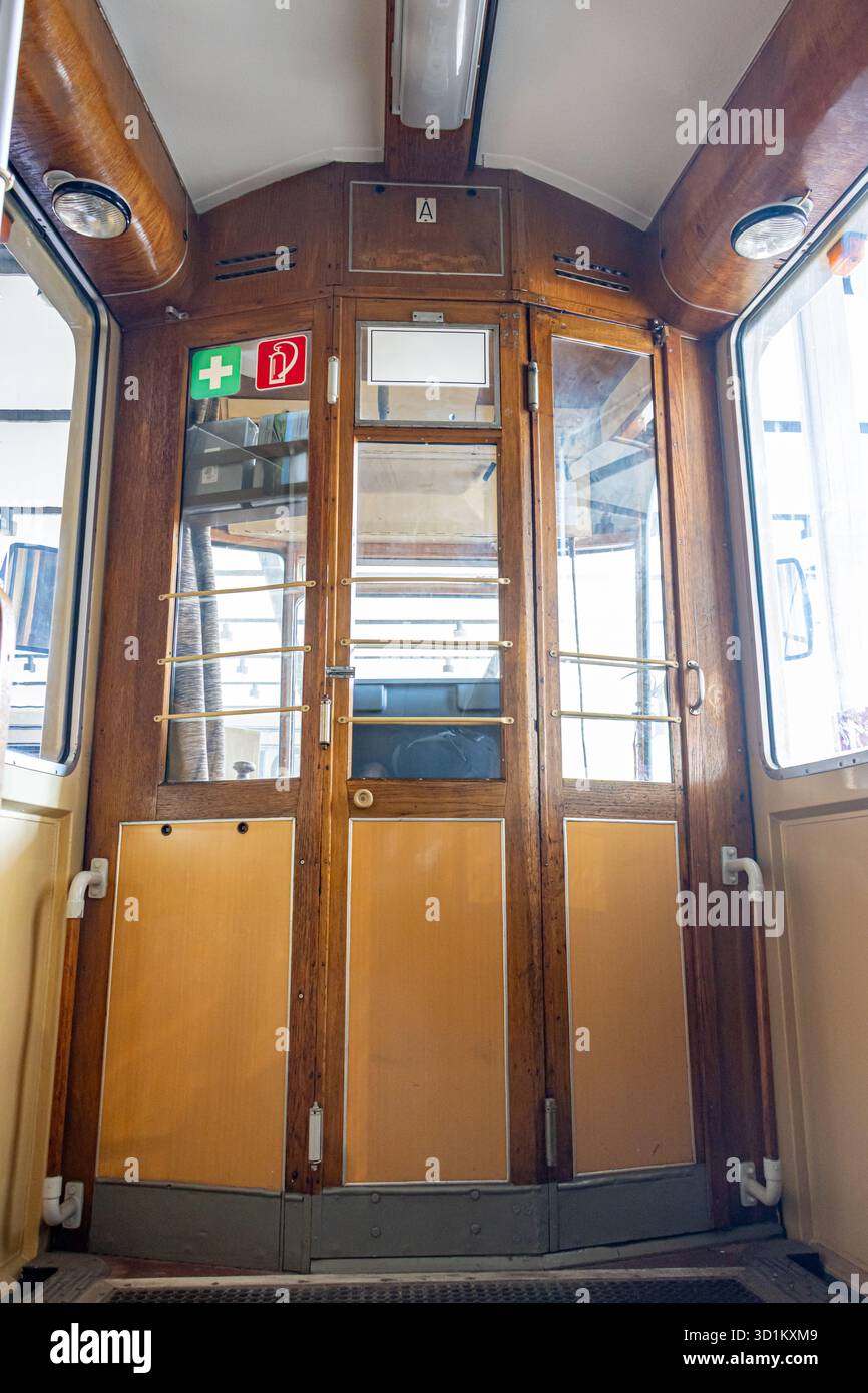 Door to the driver's cabin in a historic tram Stock Photo - Alamy