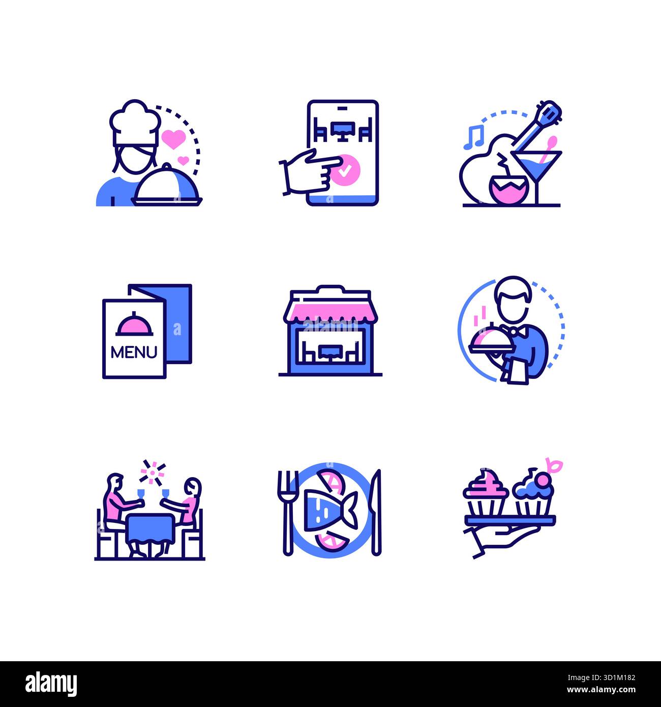 Restaurant - modern line design style icons set Stock Vector Image ...