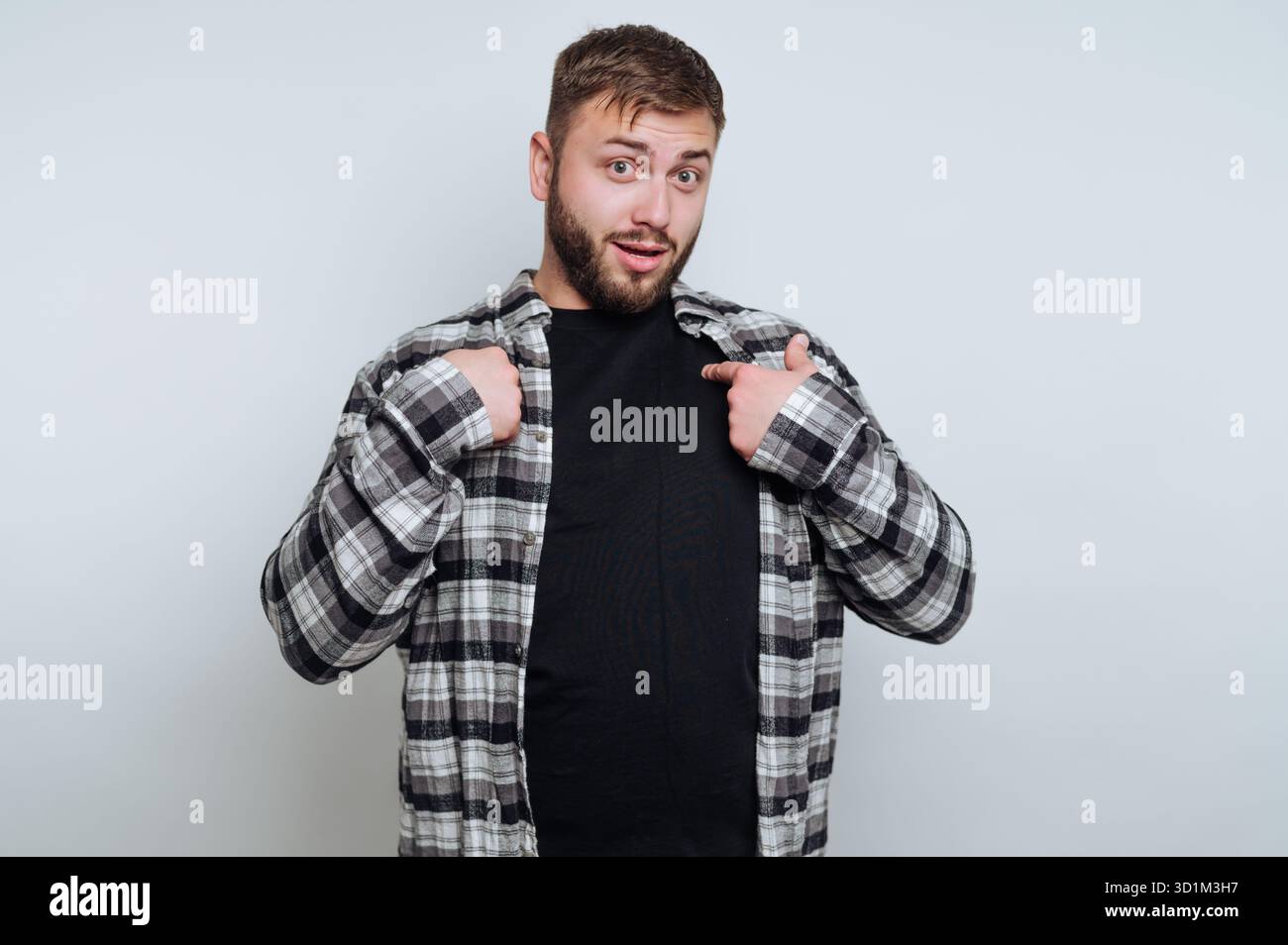Man beard wearing plaid shirt hi-res stock photography and images - Alamy