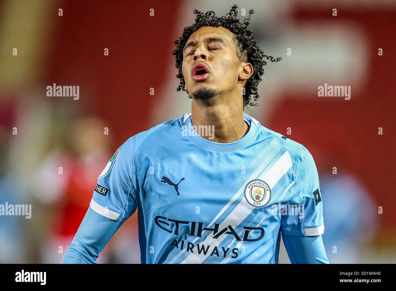 Emilio Lawrence of Manchester City during the The Vertu Trophy Northern ...