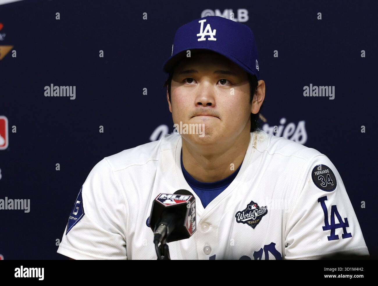 Los Angeles Dodgers two-way player Shohei Ohtani holds a press ...