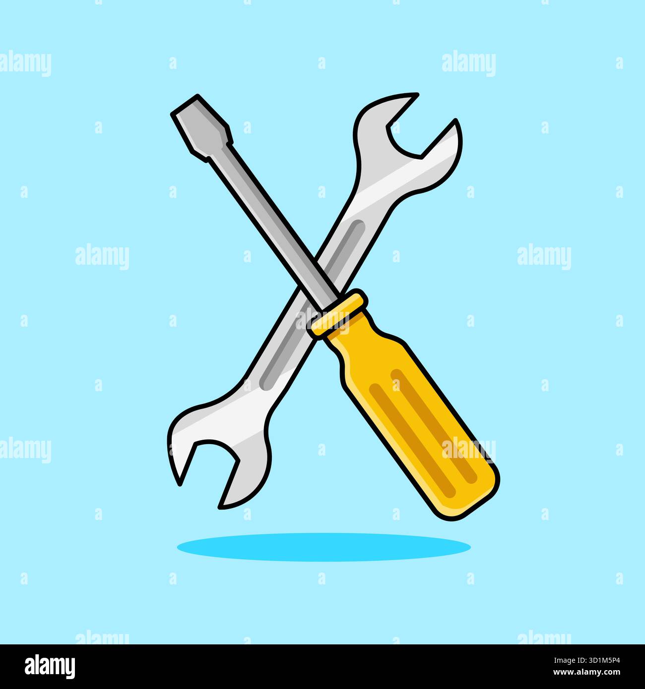 Crossed Wrench and Screwdriver Icon Vector Illustration Cartoon Design ...
